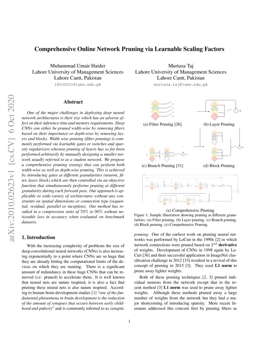 Comprehensive Online Network Pruning via Learnable Scaling Factors | DeepAI