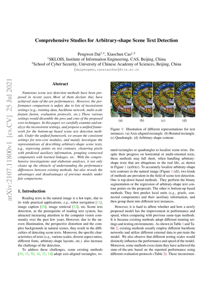 Comprehensive Studies for Arbitrary-shape Scene Text Detection | DeepAI Comprehensive Studies for Arbitrary-shape Scene Text Detection | DeepAI