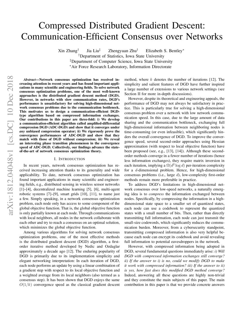 Compressed Distributed Gradient Descent Communication Efficient Consensus Over Networks Deepai