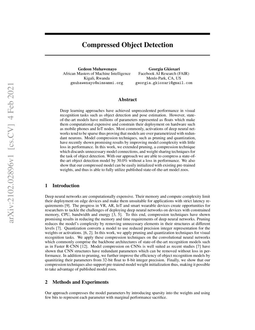 Compressed Object Detection | DeepAI