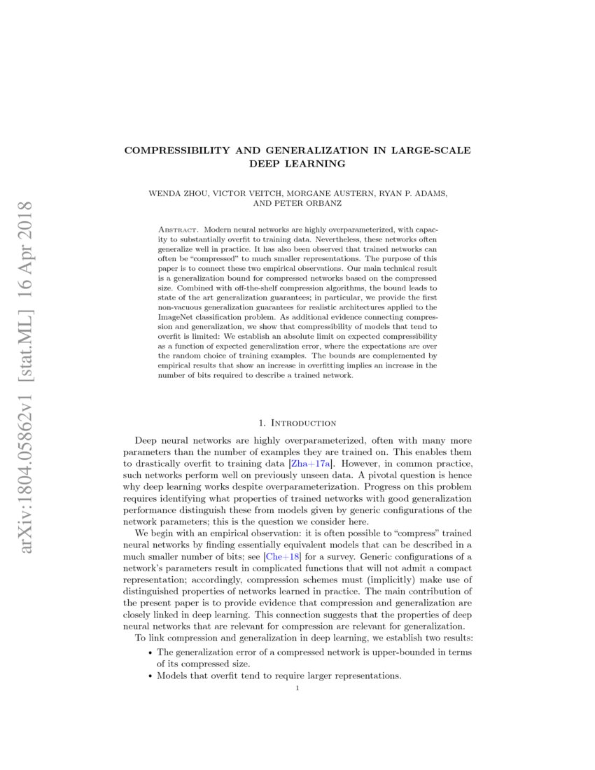 Compressibility And Generalization In Large Scale Deep Learning Deepai