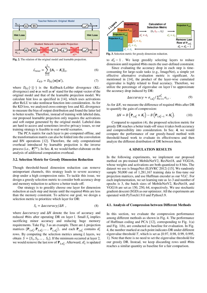 Compression Aware Projection With Greedy Dimension Reduction For Convolutional Neural Network