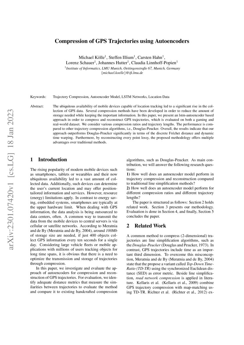 Compression Of Gps Trajectories Using Autoencoders Deepai