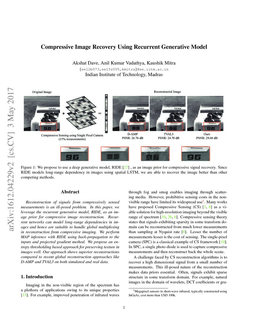 Compressive Image Recovery Using Recurrent Generative Model | DeepAI