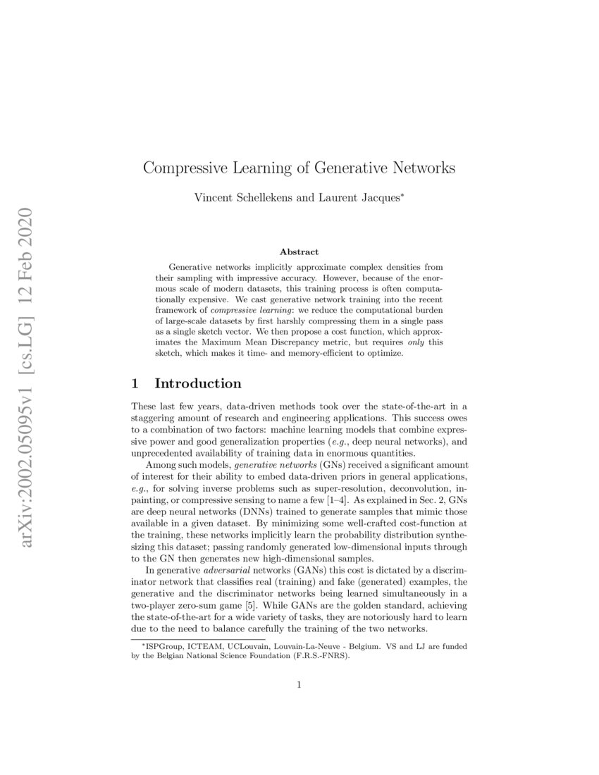 Compressive Learning of Generative Networks | DeepAI