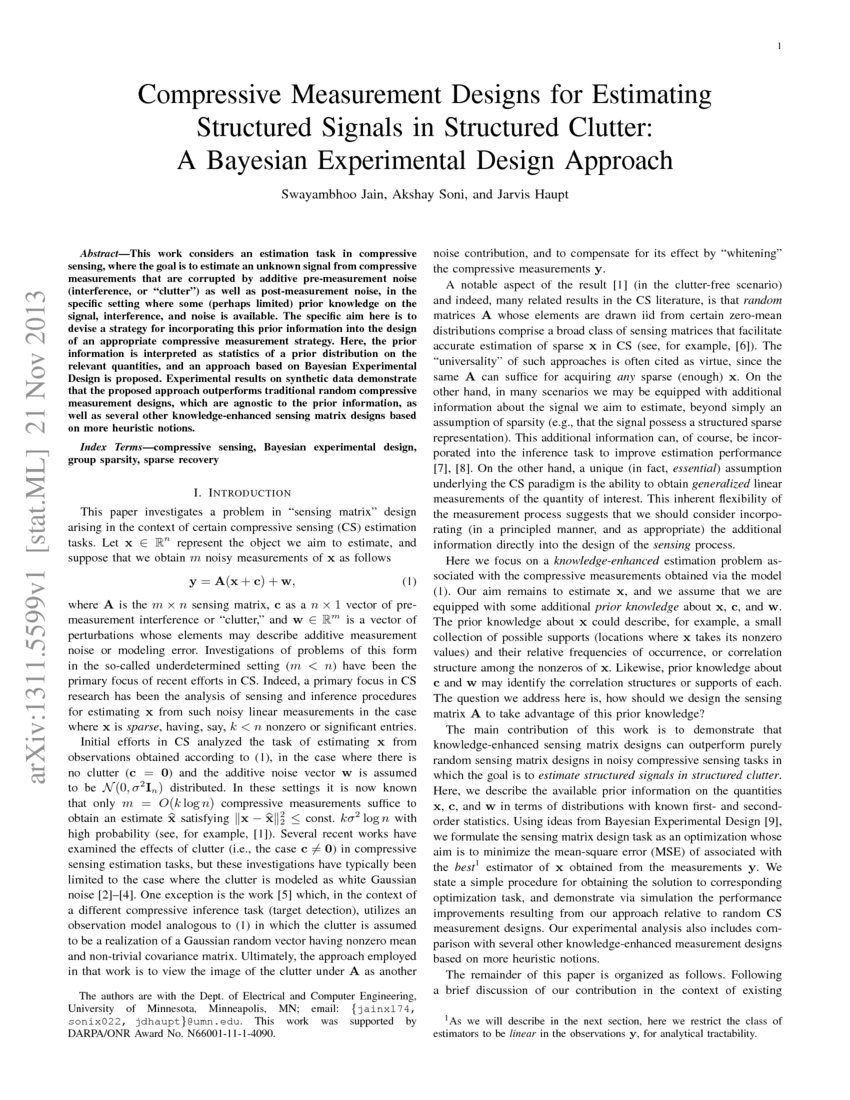 Compressive Measurement Designs for Estimating Structured Signals in ...