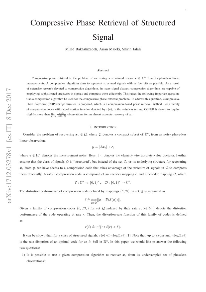 Compressive Phase Retrieval Of Structured Signal Deepai