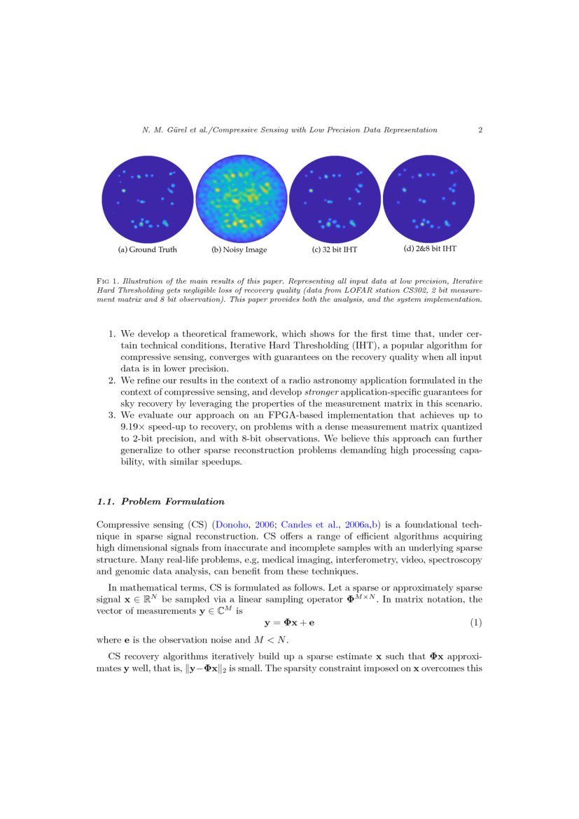 Compressive Sensing With Low Precision Data Representation Radio Astronomy And Beyond Deepai
