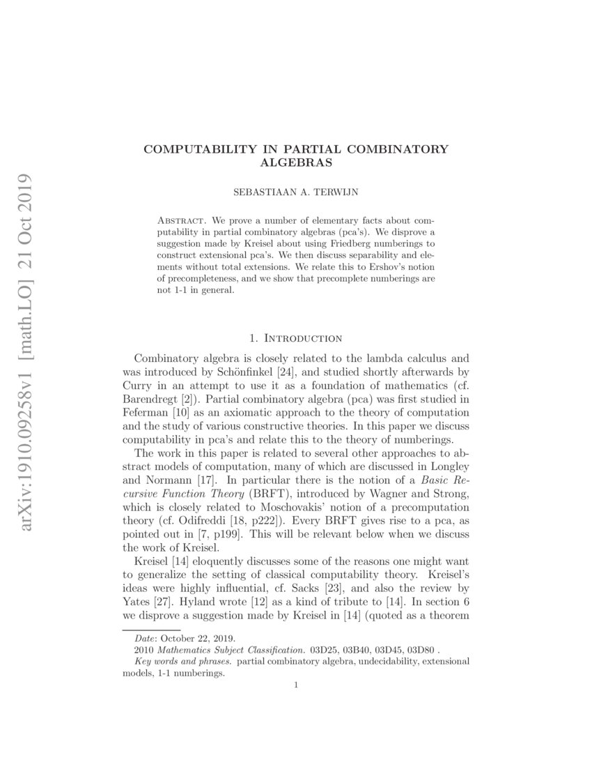 Computability In Partial Combinatory Algebras Deepai 5919
