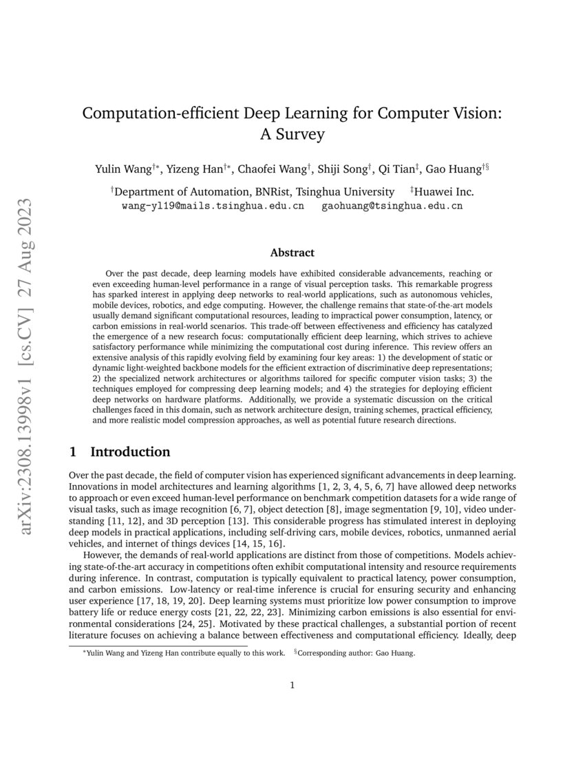 Computation Efficient Deep Learning For Computer Vision A Survey Deepai