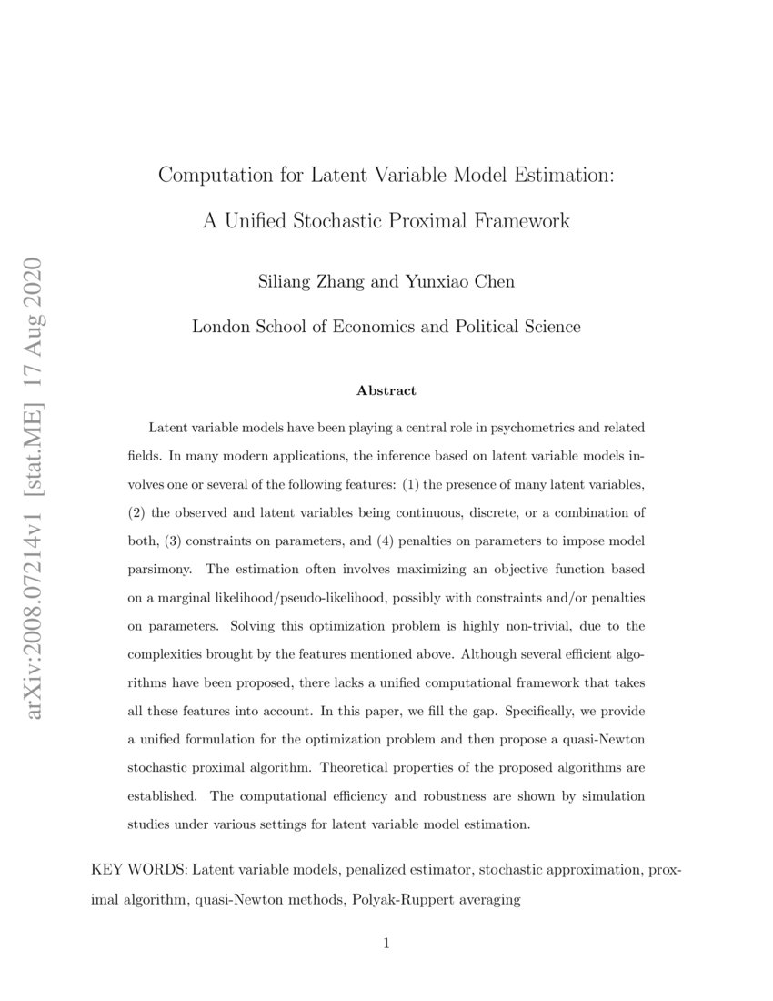 Computation For Latent Variable Model Estimation A Unified Stochastic Proximal Framework Deepai