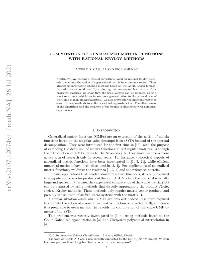 Computation Of Generalized Matrix Functions With Rational Krylov Methods Deepai