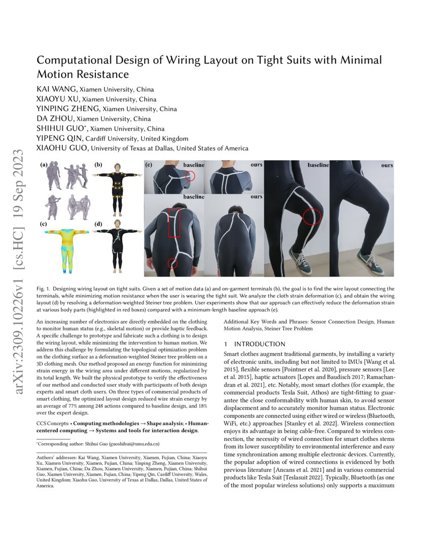 Computational Design of Wiring Layout on Tight Suits with Minimal Motion Resistance | DeepAI
