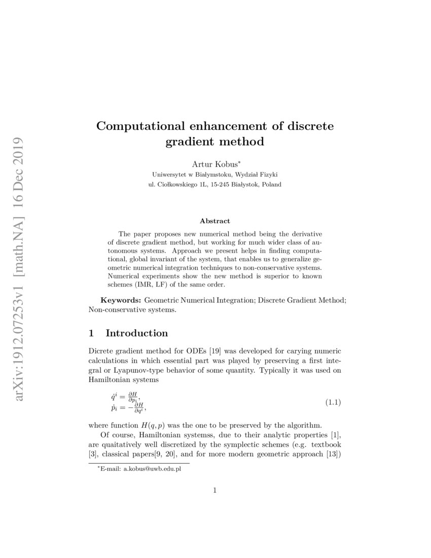 Computational enhancement of discrete gradient method | DeepAI