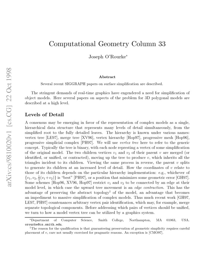 Computational Geometry Column 33 | DeepAI