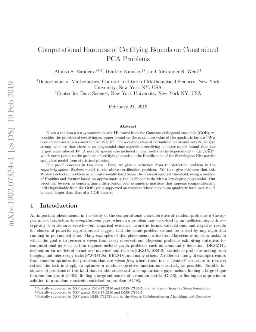 Computational Hardness of Certifying Bounds on Constrained PCA Problems | DeepAI
