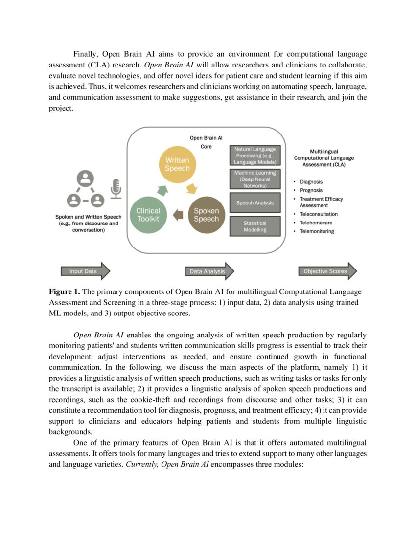 Computational Language Assessment: Open Brain AI | DeepAI