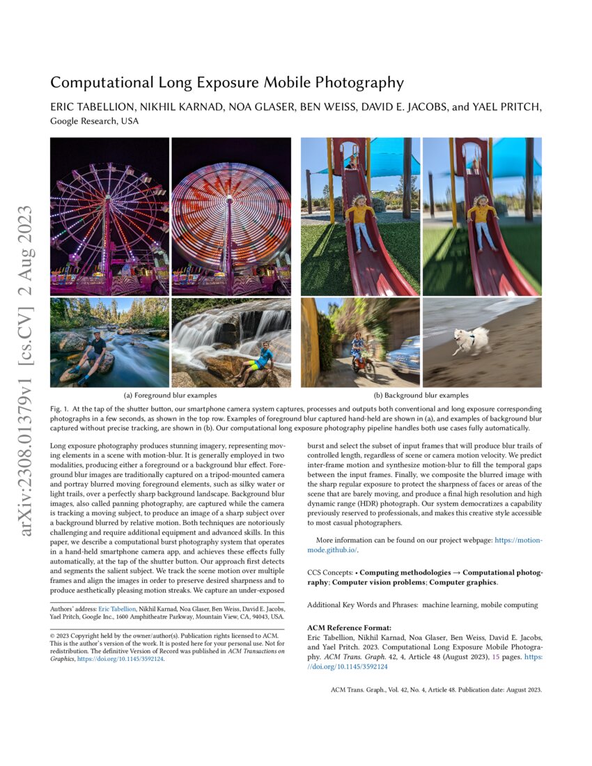 Computational Long Exposure Mobile Photography | DeepAI