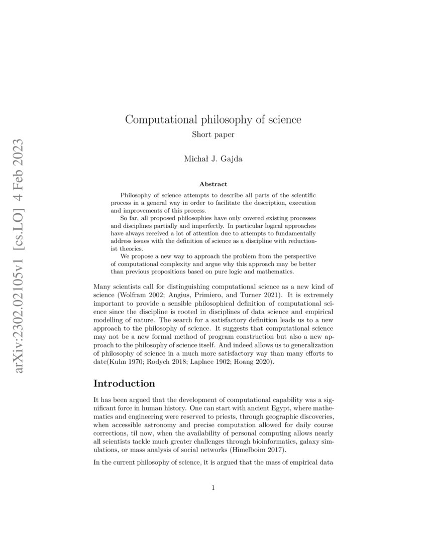 Computational philosophy of science | DeepAI