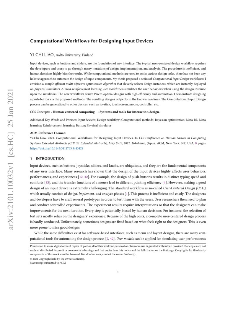 Computational Workflows for Designing Input Devices | DeepAI