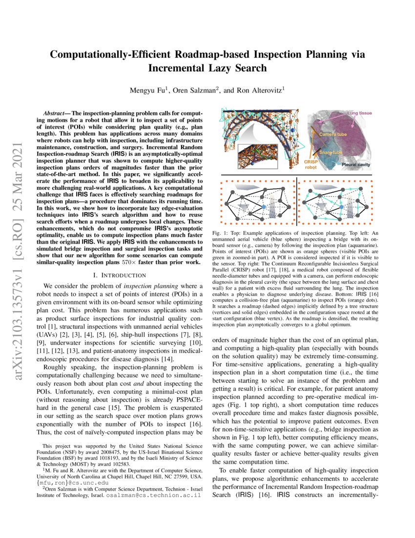 Computationally-Efficient Roadmap-based Inspection Planning via Incremental Lazy Search | DeepAI