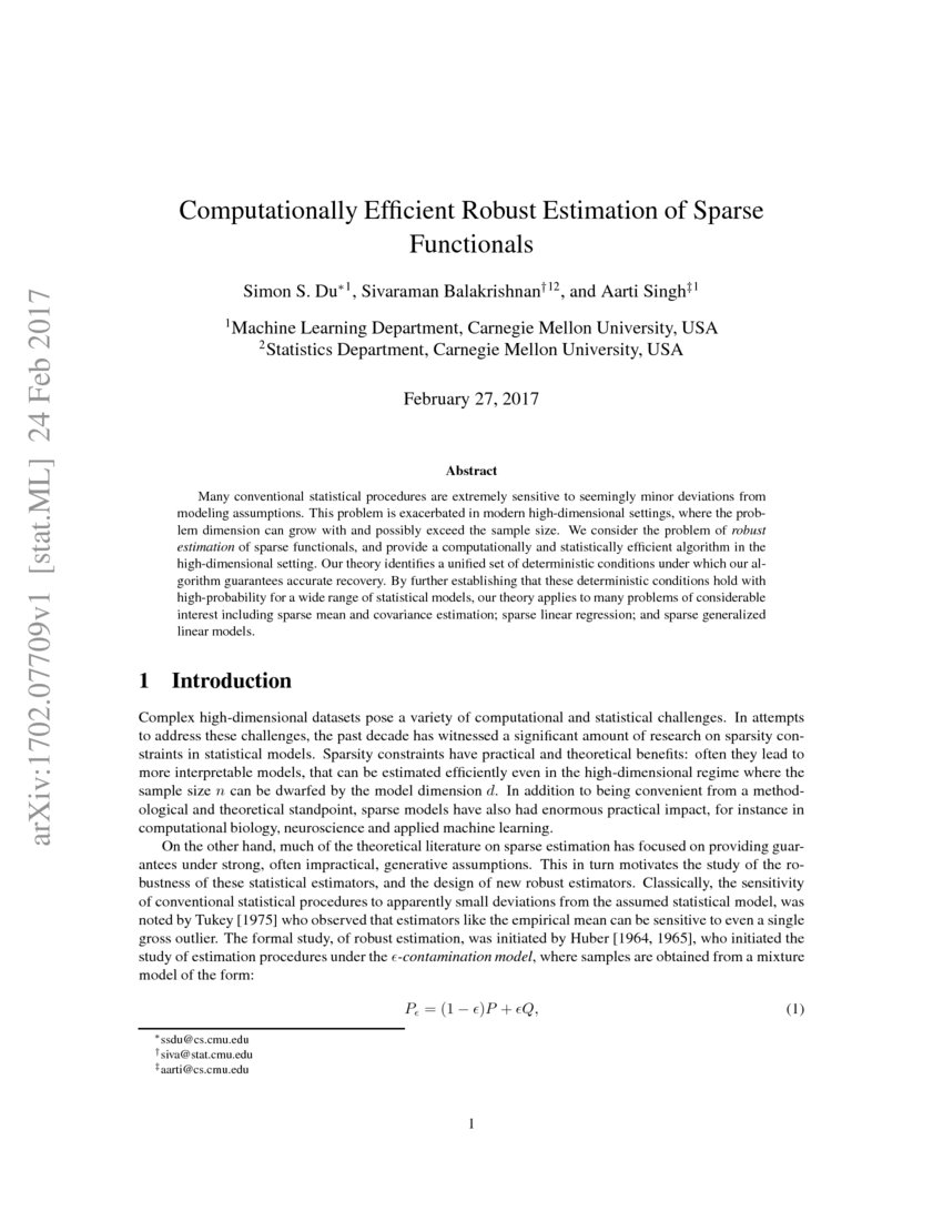 Computationally Efficient Robust Estimation Of Sparse Functionals Deepai 