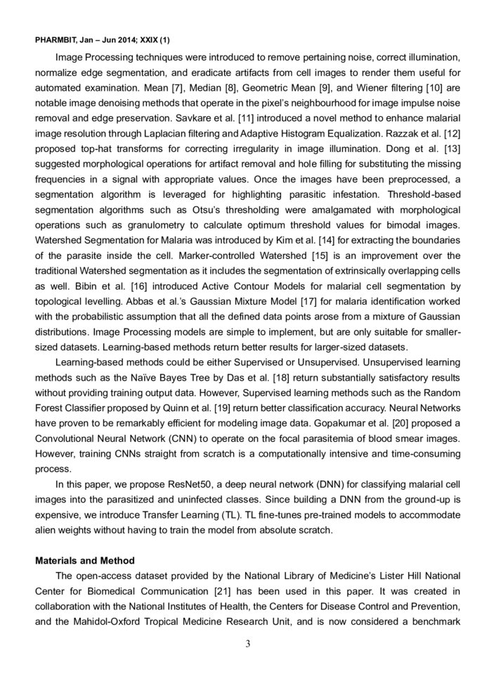 Computer-aided Diagnosis of Malaria through Transfer Learning using the ResNet50 Backbone | DeepAI