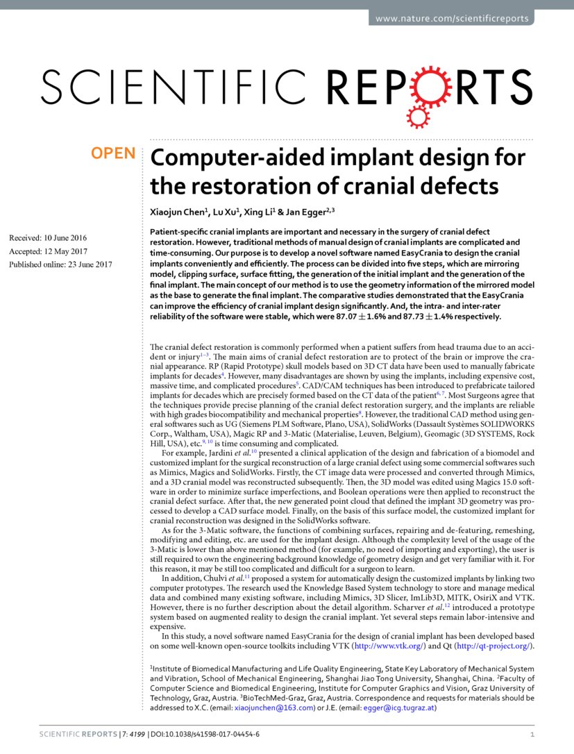 Computer-aided implant design for the restoration of cranial defects ...