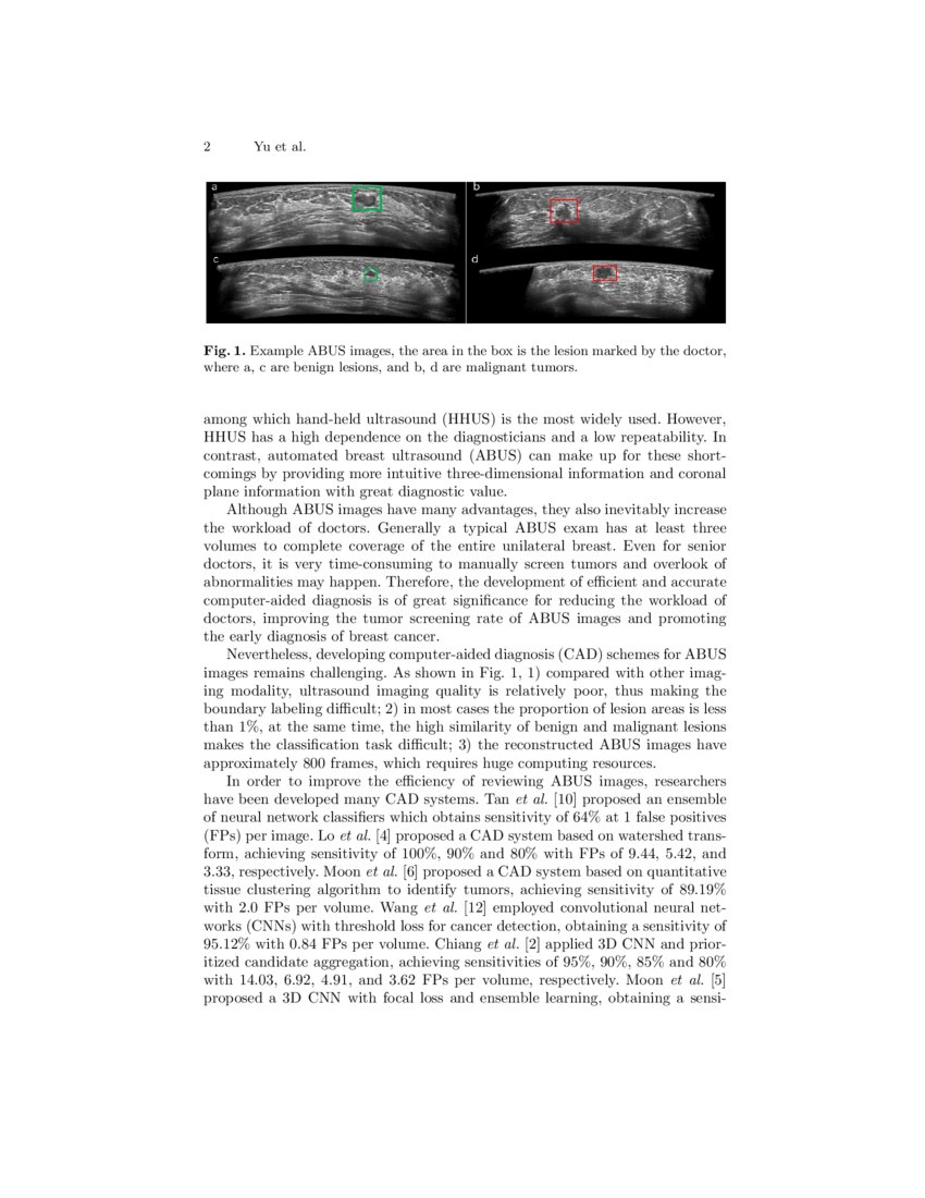 Computer Aided Tumor Diagnosis In Automated Breast Ultrasound Using 3d Detection Network Deepai