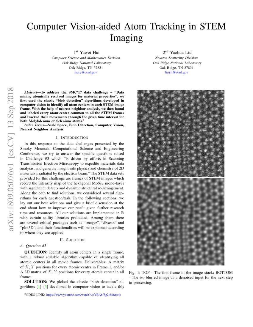 Computer Vision-aided Atom Tracking in STEM Imaging | DeepAI