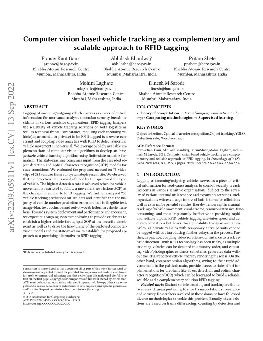 Computer vision based vehicle tracking as a complementary and scalable ...