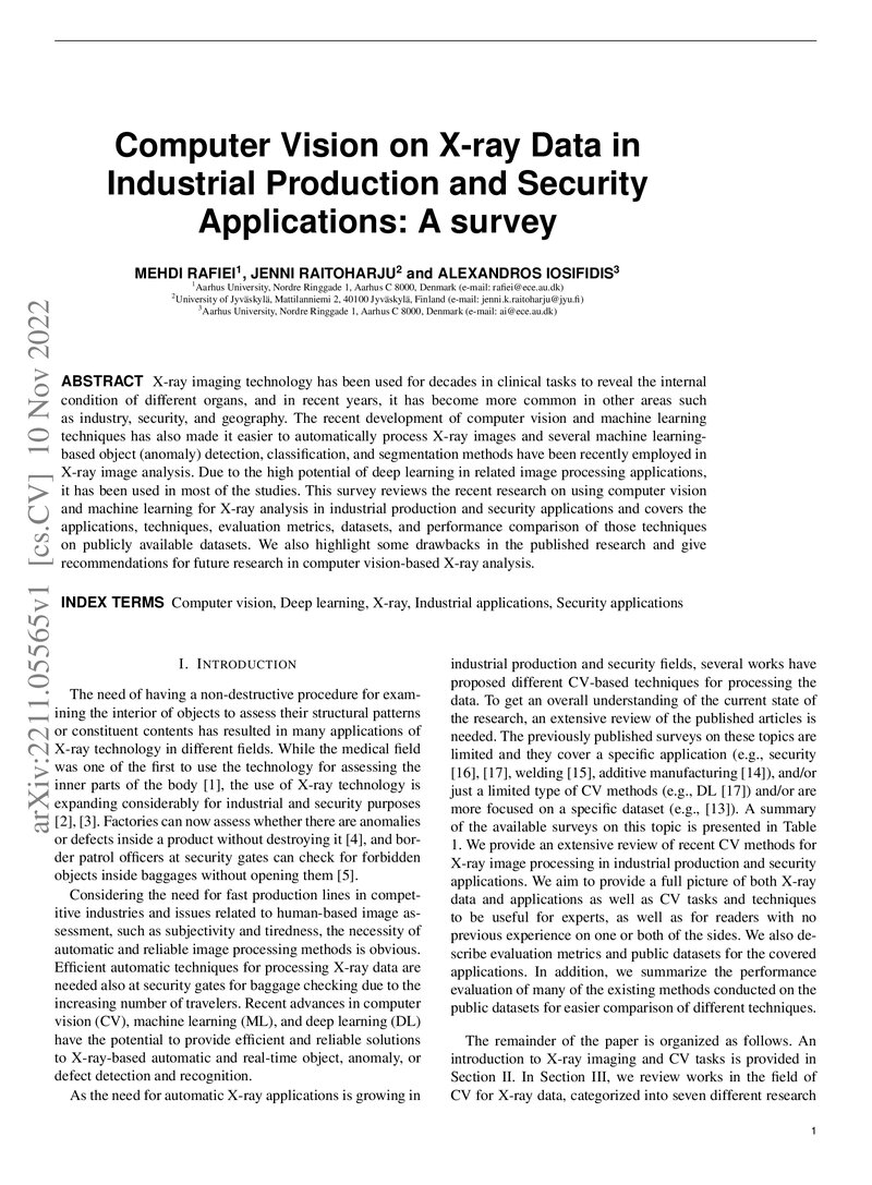 Computer Vision on X-ray Data in Industrial Production and Security ...