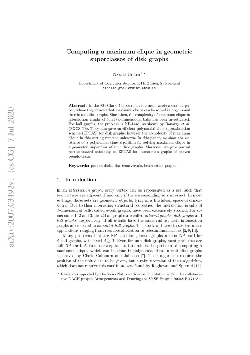 Computing a maximum clique in geometric superclasses of disk graphs | DeepAI