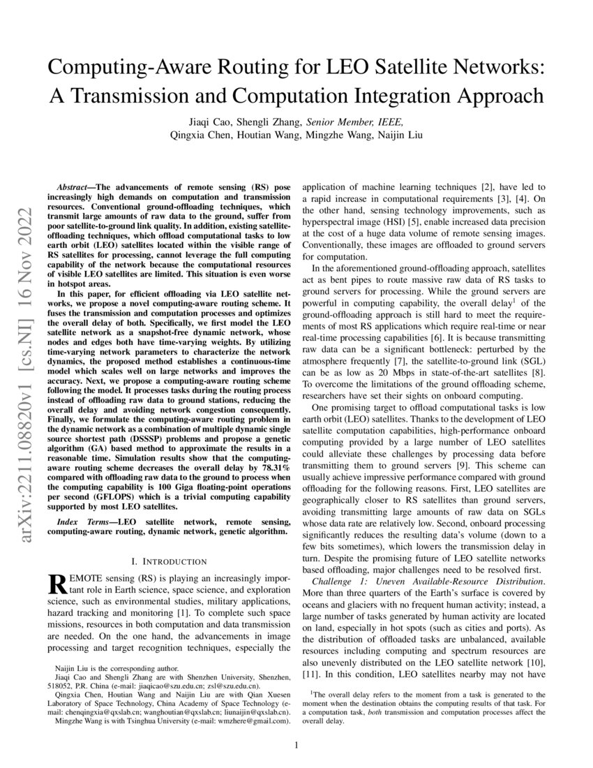 Computing Aware Routing For Leo Satellite Networks A Transmission And
