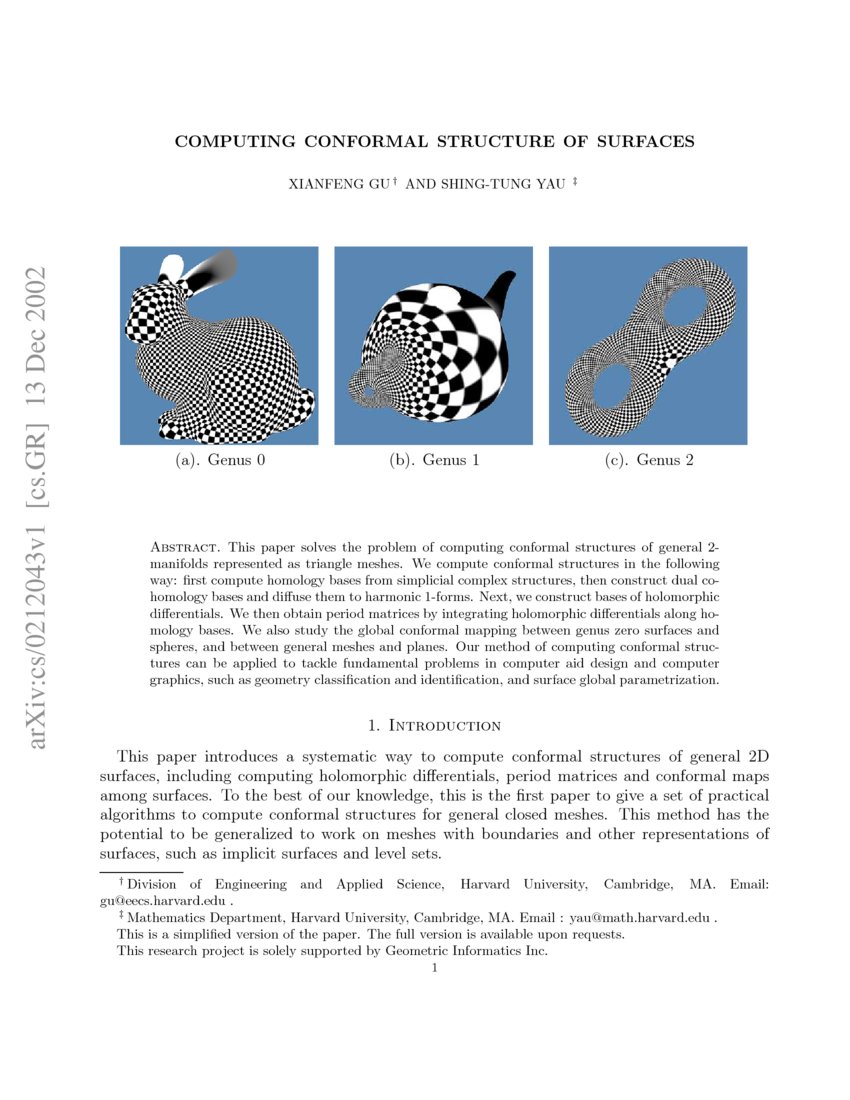 Computing Conformal Structure of Surfaces | DeepAI