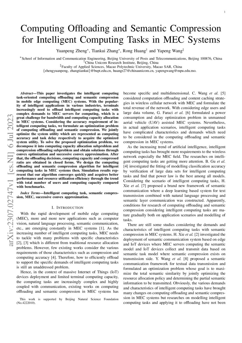 Computing Offloading And Semantic Compression For Intelligent Computing Tasks In Mec Systems 