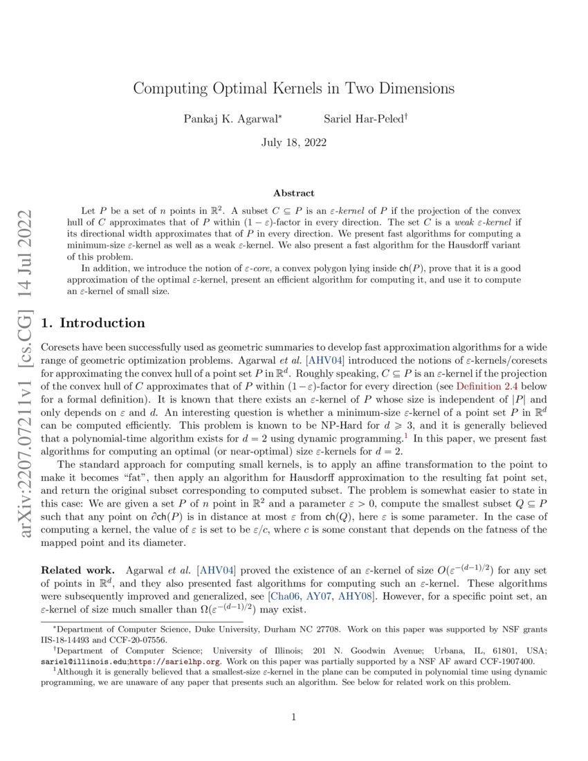 Computing Optimal Kernels in Two Dimensions | DeepAI