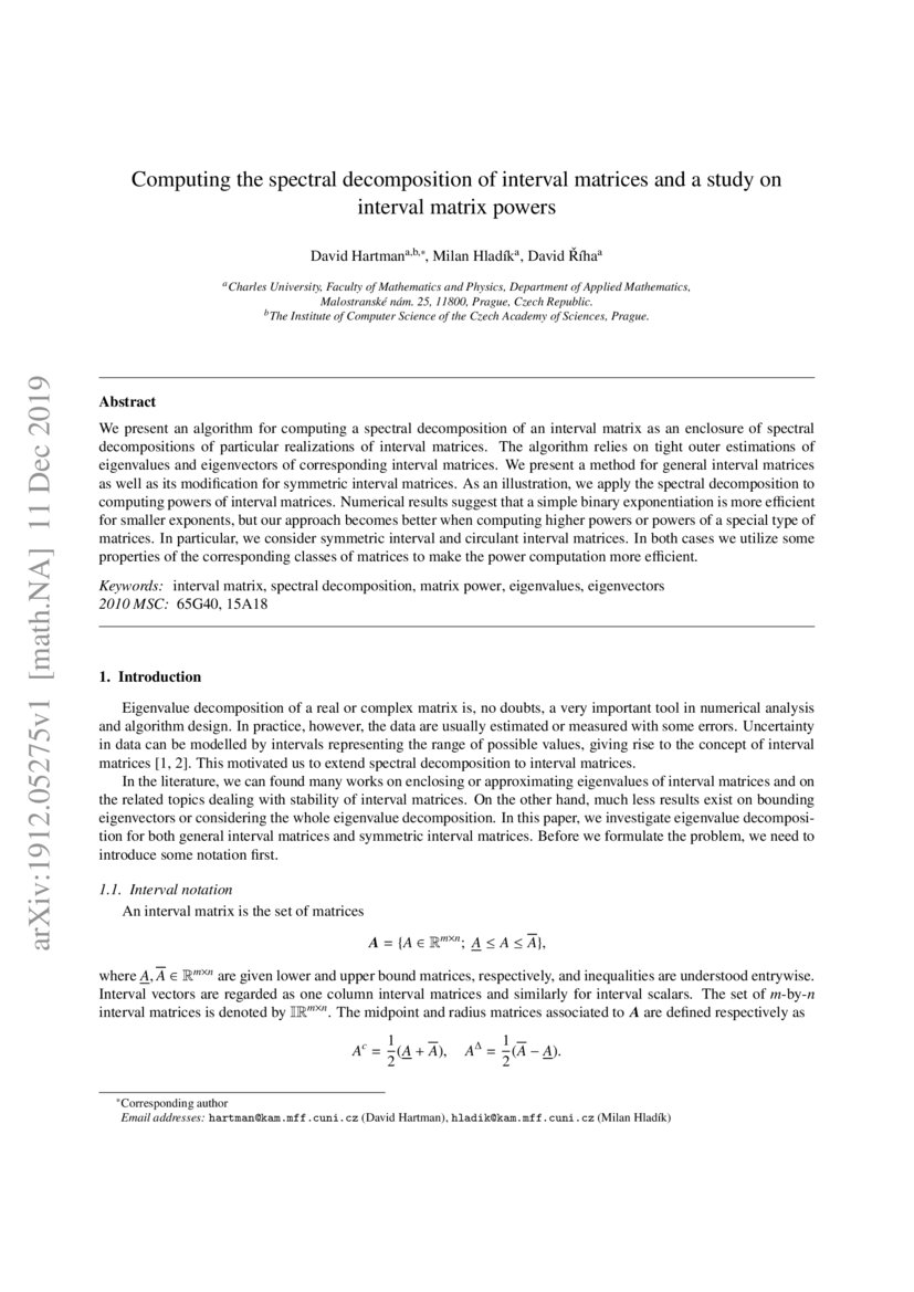 Computing the spectral decomposition of interval matrices and a study ...