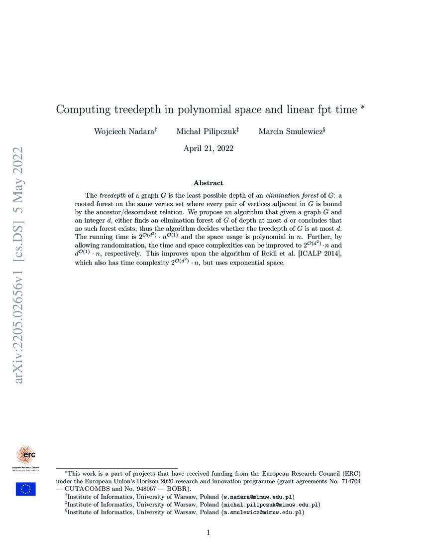 Computing Treedepth In Polynomial Space And Linear Fpt Time Deepai
