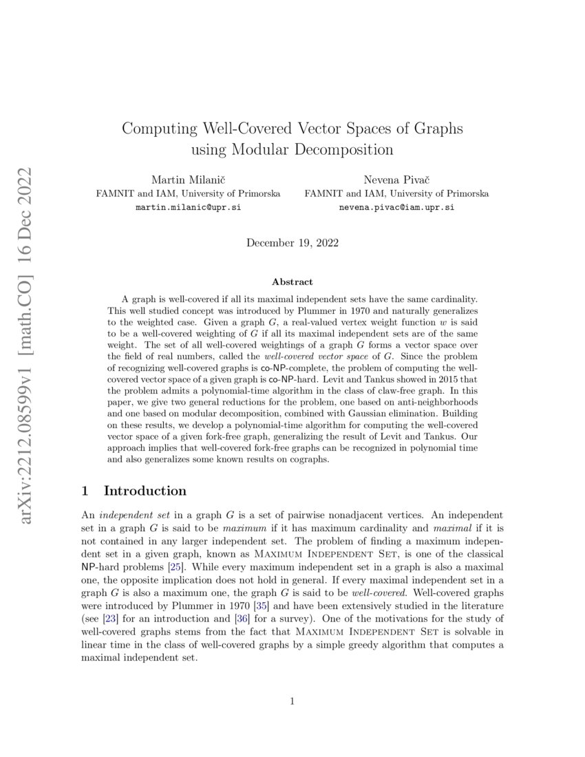 Computing Well Covered Vector Spaces Of Graphs Using Modular 1199