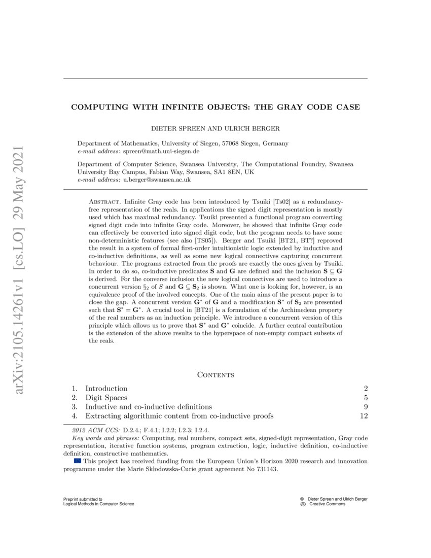 Computing with Infinite Objects: the Gray Code Case | DeepAI