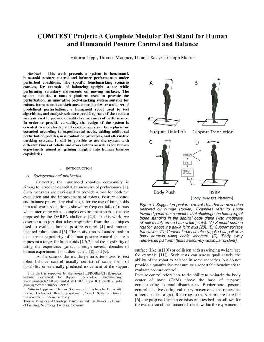 COMTEST Project: A Complete Modular Test Stand for Human and Humanoid ...