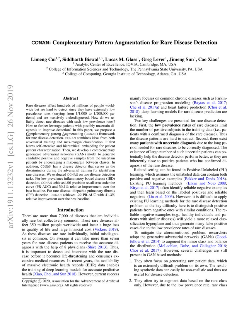 CONAN: Complementary Pattern Augmentation for Rare Disease Detection | DeepAI