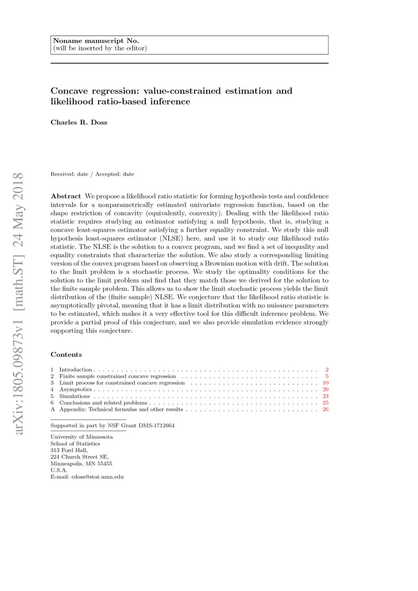Concave Regression Value Constrained Estimation And Likelihood Ratio