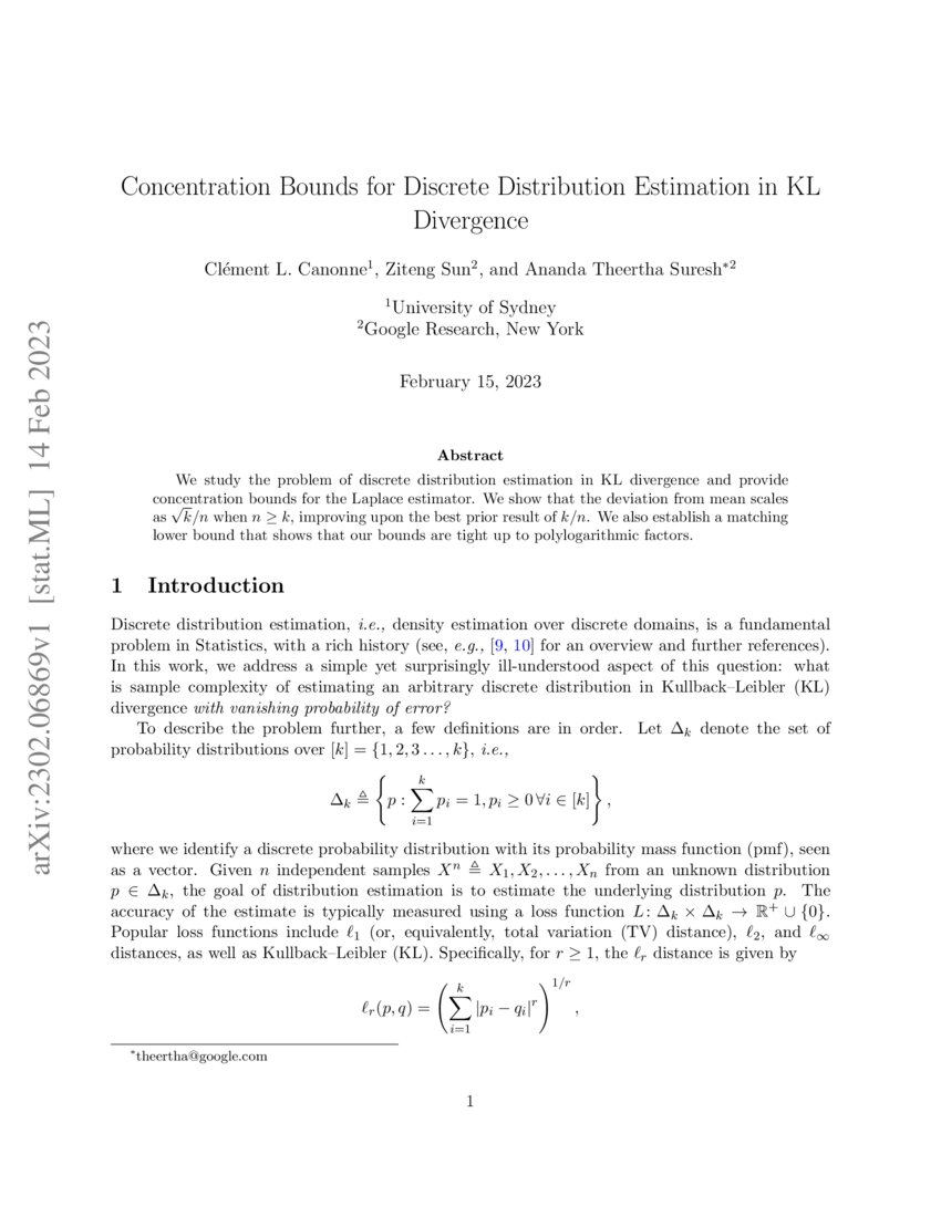 Concentration Bounds For Discrete Distribution Estimation In Kl Divergence Deepai