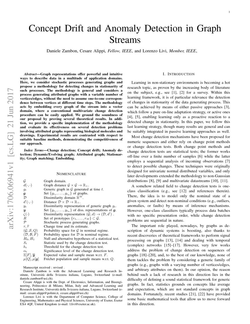 Concept Drift And Anomaly Detection In Graph Streams Deepai