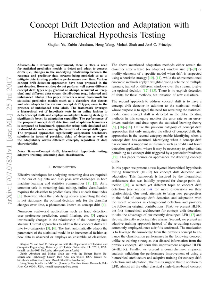 Concept Drift Detection And Adaptation With Hierarchical Hypothesis Testing Deepai