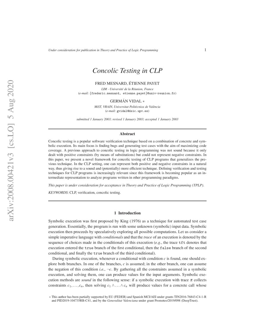 Concolic Testing In Clp Deepai