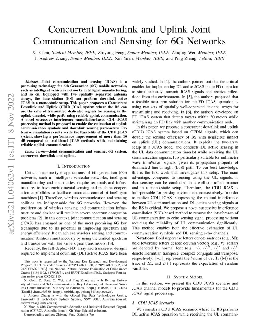 Concurrent Downlink And Uplink Joint Communication And Sensing For 6g Networks Deepai