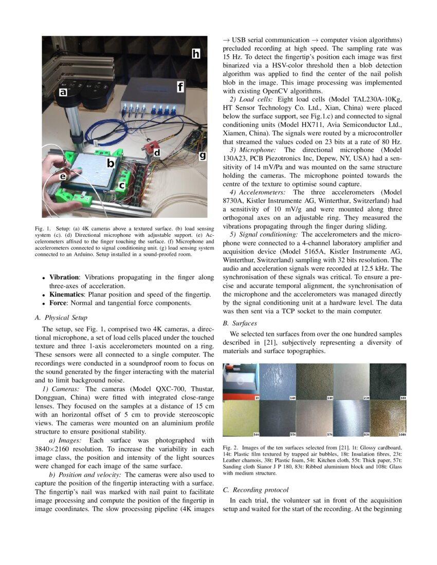 Concurrent Haptic, Audio, and Visual Data Set During Bare Finger Interaction with Textured ...